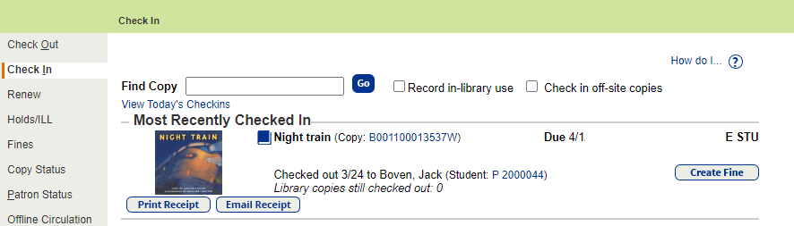 Check in library copies